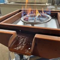 China Outdoor Pool Corten Steel Gas Fire Pit Bowl With Water Feature for sale