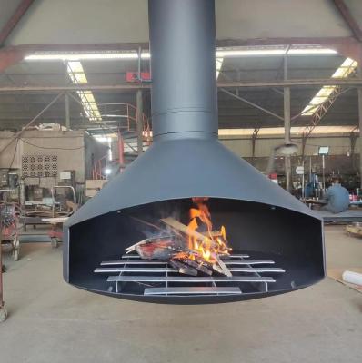 China Carbon Steel Indoor Hanging Fireplace Ceiling Mounted Suspended Fireplace for sale