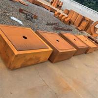 China Garden Decoration Rusted Orange Corten Steel Fountain Square Water Table for sale