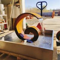 China Garden Landscape Unique Small Moon Design Corten Steel Water Feature For for sale