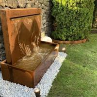 China Fountain Garden Rusty Metal Waterfall Free Standing Corten Steel Pond Water Feature for sale