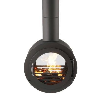 China Indoor Double Panel Glass Hanging Wood Burning Stoves Suspended Fireplace for sale