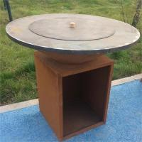 China Outdoor Kitchen Cooking Plancha Round Rustic Steel Barbecue Fire Pit Grill for sale