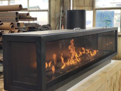 China Gas Fireplaces European Black Matte Carbon Steel Three-sided gas fireplace Propane Gas Natural for sale