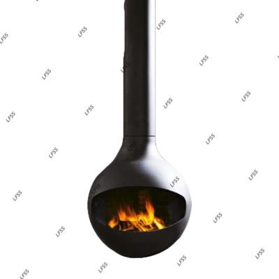 China fireplace stove Sphere designer new custom open real fire wood burning hanging for sale