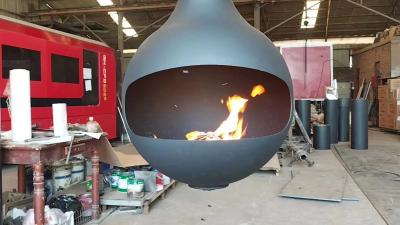China Sphere hanging fireplace custom open real fire designer new wood burning for sale