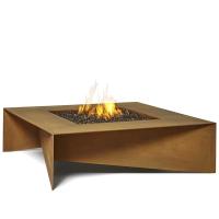China Modern Rusty Rectangular Fold Corten Steel Gas Fire Pit Table for sale