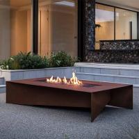 China Modern Rusty Rectangular Fold Corten Steel Gas Fire Pit Table for sale