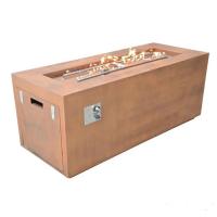 China Rectangle Hidden LP Tank Corten Steel Gas Fire Pit Table For Backyard  Propane Burner for sale