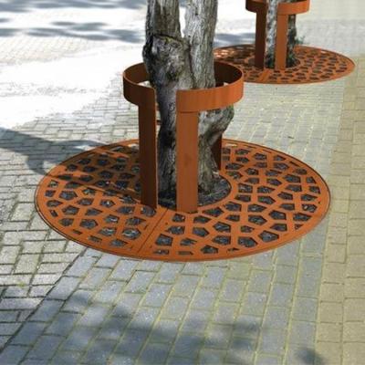 China Outdoor Decor Rusty Corten Steel Bollard Light For Garden Lawn for sale