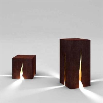 China Laser Cutting Art Decoration Led Lighting Corten Steel Rusty Bollard Light for sale