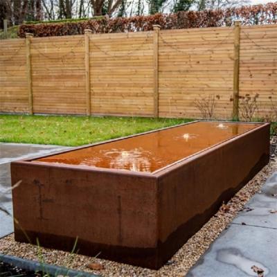 China Decoration Garden Landscape Rectangular Corten Steel Water Fountain Table for sale