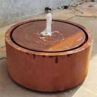 China 120cm  Garden Rust Surface Cylindrical Corten Steel Water Table Fountain for sale