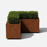 China Contemporary Corten Steel Metal Corner Box Planter For Residential Outdoor for sale