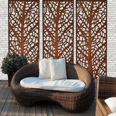 China Steel Privacy Screen Panel Garden And Home Metal Wall Art Rusty Corten for sale