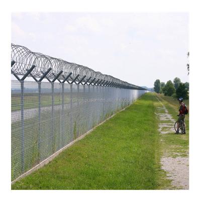 China Rectangle Shape Hot Dipped Galvanized PVC Coated Welded Bending Wire Mesh Airport Fence for sale