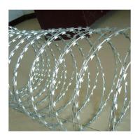 China Galvanized Razor Barbed Wire with 7.5cm-15cm Barb Distance and 1.6-3.2mm Wire Diameter for sale