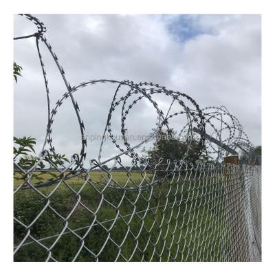 China 1.5-3cm Barb Length Stainless Steel Concertina Razor Barbed Wire for Airport Security for sale