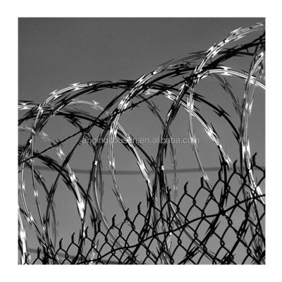 China Chain Link Fence Razor Barbed Wire Roll Barb Distance 7.5cm-15cm Barb Length 1.5-3cm for sale