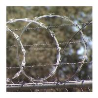 China Chain Link Fence Razor Barbed Wire Roll Barb Distance 7.5cm-15cm Barb Length 1.5-3cm for sale