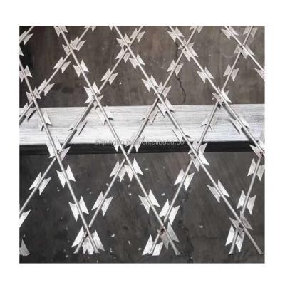 China Galvanized Steel Wire Single Razor Bto-22 Cbt-60 Cbt-65 Concertina Razor Barbed Wire for sale