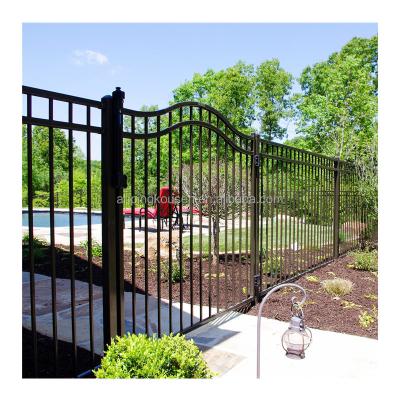 China 6ft X 8ft Hot Dipped Galvanized Powder Coated Steel Black Outdoor Simple Rod Iron Fence for sale