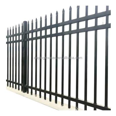 China 50x50mm Rail Size Black Decorative Metal Wrought Iron Steel Fence Main Market America for sale