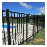 China 50x50mm Rail Size Black Decorative Metal Wrought Iron Steel Fence Main Market America for sale