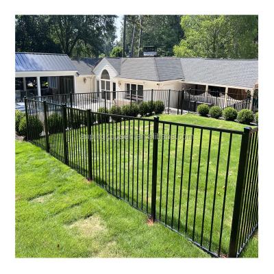 China Solid Metal Horizontal Tubular Iron Fence Designs for Garden Black Powder Coated for sale