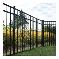 China Solid Metal Horizontal Tubular Iron Fence Designs for Garden Black Powder Coated for sale