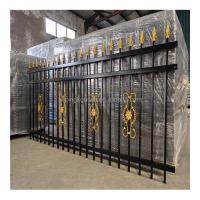 China Solid Metal Horizontal Tubular Iron Fence Designs for Garden Black Powder Coated for sale