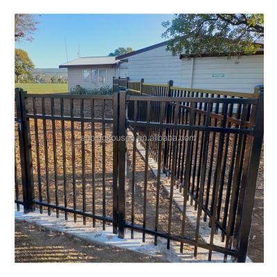 China 6ft x 8ft Flat Top Corten Metal Picket Heavy Duty Galvanized Powder Coated Garden Fence for sale