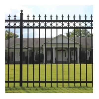 China Outdoor Residential Vintage Design Wrought Iron Railing Fence with Heat Treated Wood for sale