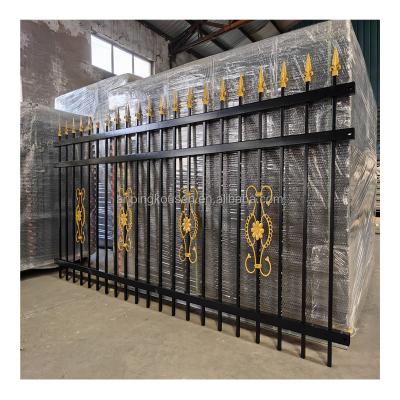 China Decorative Galvanized Steel Wrought Iron Fence with Hot Dipped Powder Coated Finish for sale
