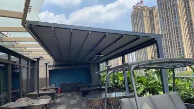 China Aluminum PVC Pergola Canopy Roof Pergola Hotels Modern Front Door Waterproof Retractable Awning for sale