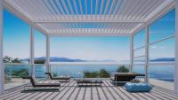 China Roof Sunshade Systems Retractalbe Aluminum Blade  Motorized Pergola for sale
