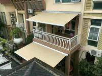 China Outdoor Retractable Awning With Motor Control And LED Light Garden Canopy Sunshade Awning for sale