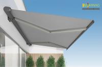 China Outdoor Sunshade Motorized Lightweight Retractable Awning With LED Lights Garden Canopy for sale