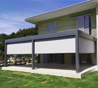 China Windproof Zip Blinds and Glass Doors For Outdoor Louvered Electric Pergola for sale