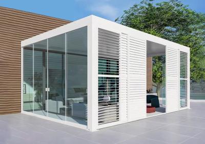 China Windproof Zip Blinds and Glass Doors For Outdoor Louvered Electric Pergola for sale