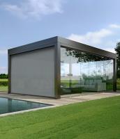 China Windproof Zip Blinds and Glass Doors For Outdoor Louvered Electric Pergola for sale