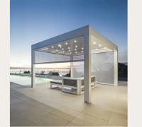 China Outdoor Intelligent Adjustable Garden Aluminum Pergola With Waterproof Zip Blinds for sale