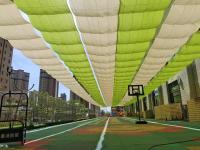 China Outdoor sliding wave sunshade canopy with HDPE fabric for sun protection and shading for sale