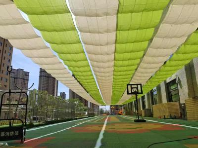 China Outdoor sliding wave sunshade canopy with HDPE fabric for sun protection and shading for sale