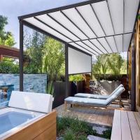China Aluminum Waterproof Sun Shade Canopy PVC Pergola LED Conservatory Roof Awnings for sale