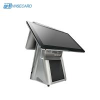 China Wisecard WCT-C1 Dual Touch Screen POS Terminal 15 inch Intel Core Processor Cash Register Machine for sale