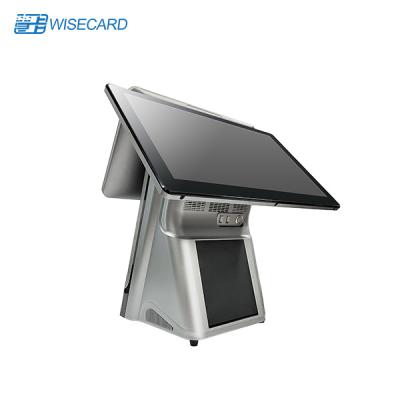 China Wisecard WCT-C1 Dual Touch Screen POS Terminal 15 inch Intel Core Processor Cash Register Machine for sale