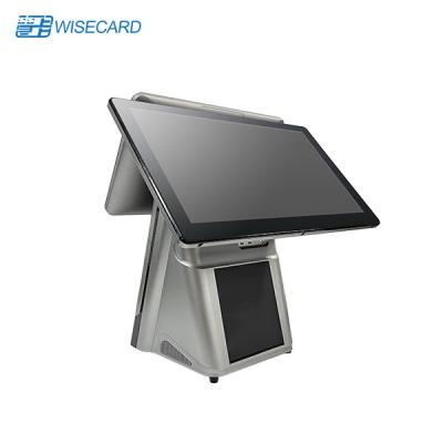 China Wireless Desktop Dual Touch Screen POS Machine RK3399 15 Inch Main Screen 1280x800 Sub Screen for sale