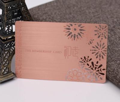 China 85x54mm Aluminium Business Card Offset Printing Rose Metal with Magstripe for sale
