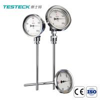 China 6.4MPa IP55 Axial Bimetal Thermometer Stainless Steel Bimetal Temperature Gauge for sale
